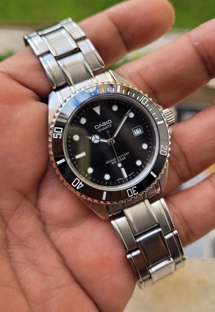 Rare Casio MTD-1043 Sub Diver Black Dial Upgraded Ceramic Bezel, Men's ...