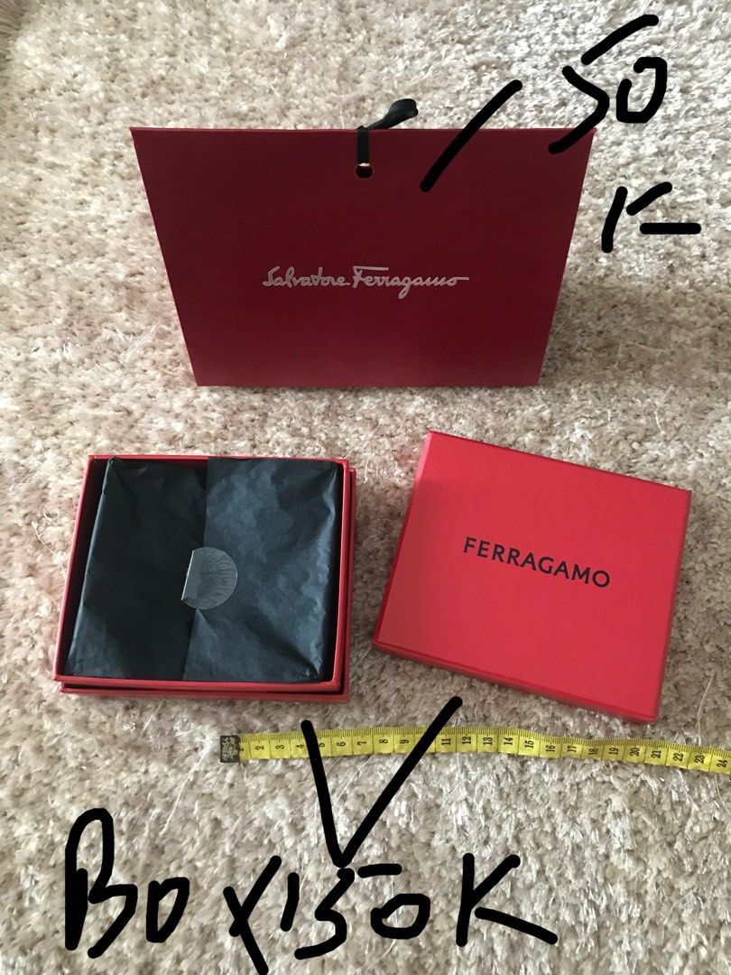 SALVATORE FERRAGAMO BOX AND PAPER BAG SIZE MINI BOK 150K PAPER BAG 50K ...