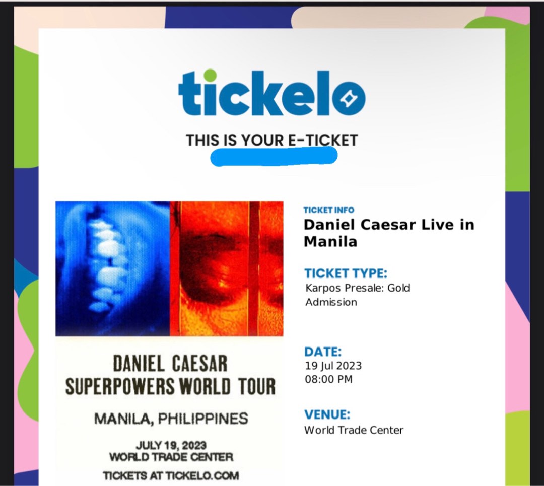 Selling two (2) Gold Daniel Caesar Superpowers World Tour Concert Ticket on Carousell
