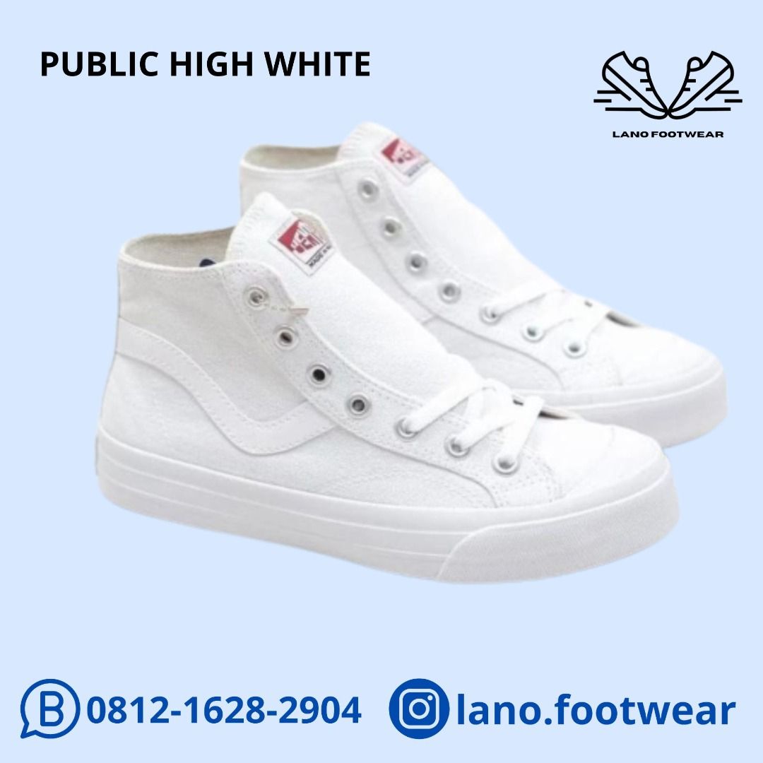Sepatu Sneakers Ventela Public High Tinggi White Putih, Fesyen Pria ...