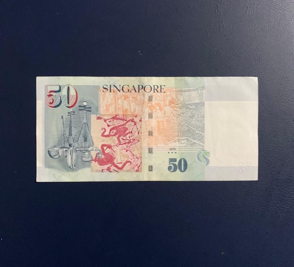 Singapore 50 dollar Currency Note with Serial number 500 Thousand ...