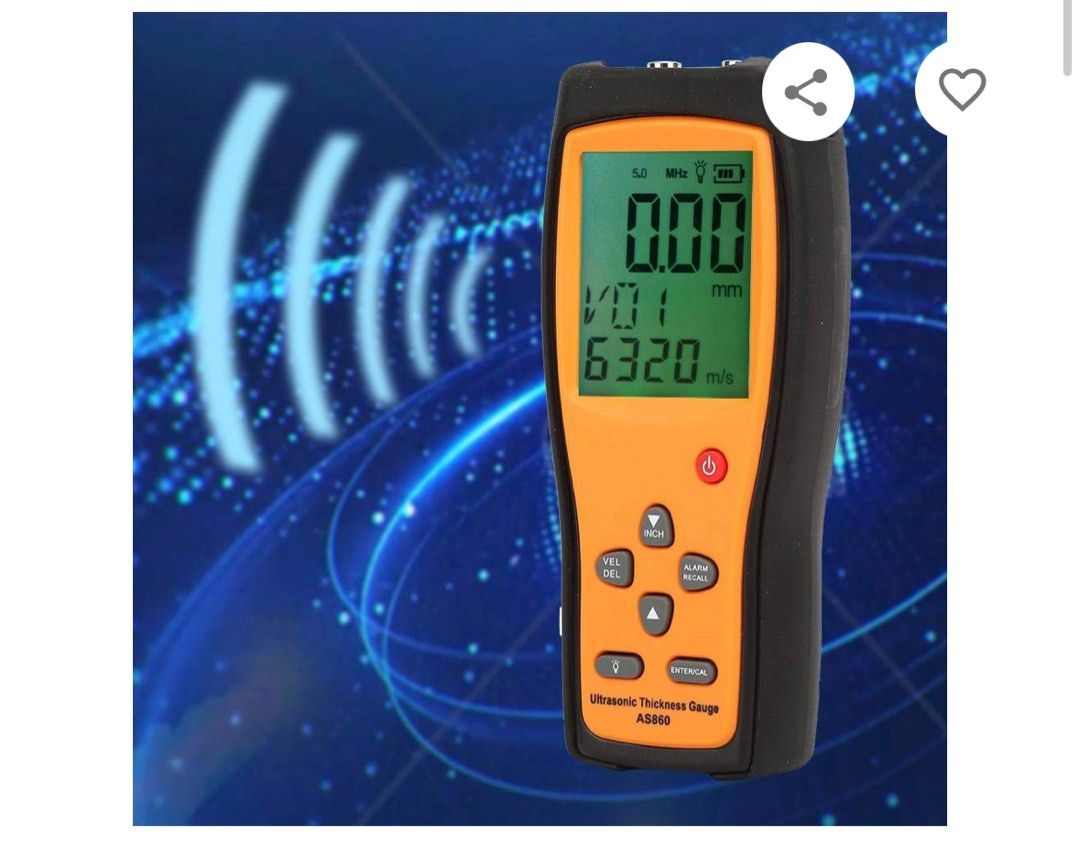 SMART SENSOR AS860 Digital Ultrasonic Thickness Gauge Meter Tester, 1.0 ...