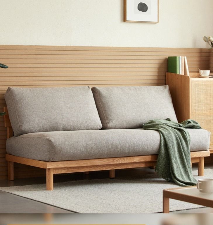 SOLVEJ SHERATON Scandinavian Japanese Solid Wood Fabric Sofa, Furniture ...