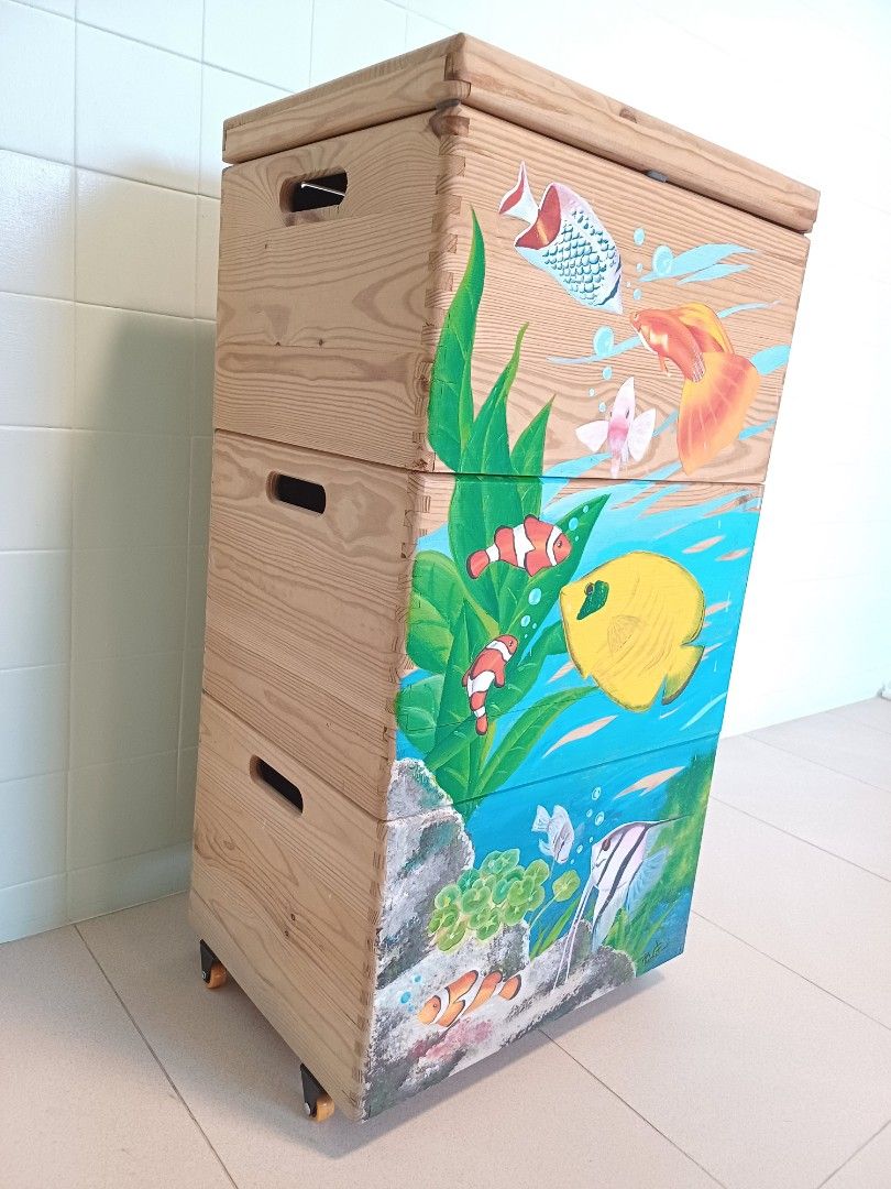 Stacking crates on castor wheels, Furniture & Home Living, Furniture ...