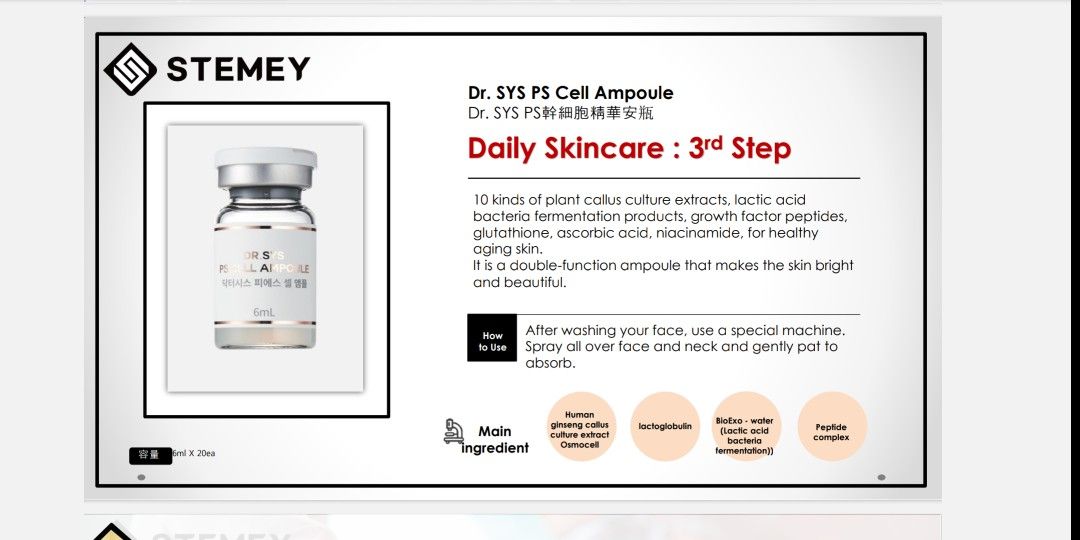 Stemey Dr Sys Ampoule, Beauty & Personal Care, Face, Face Care on Carousell