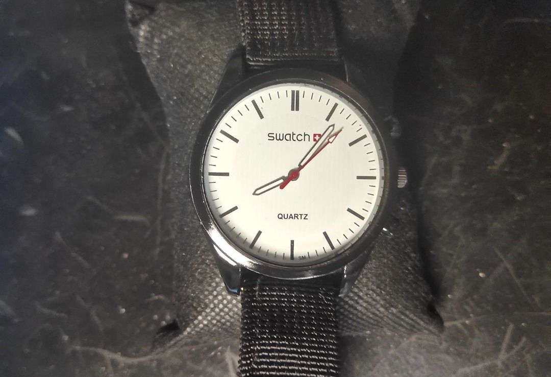 Swatch Men's Quartz Field Watch White Face Black Mesh Strap, Men's ...