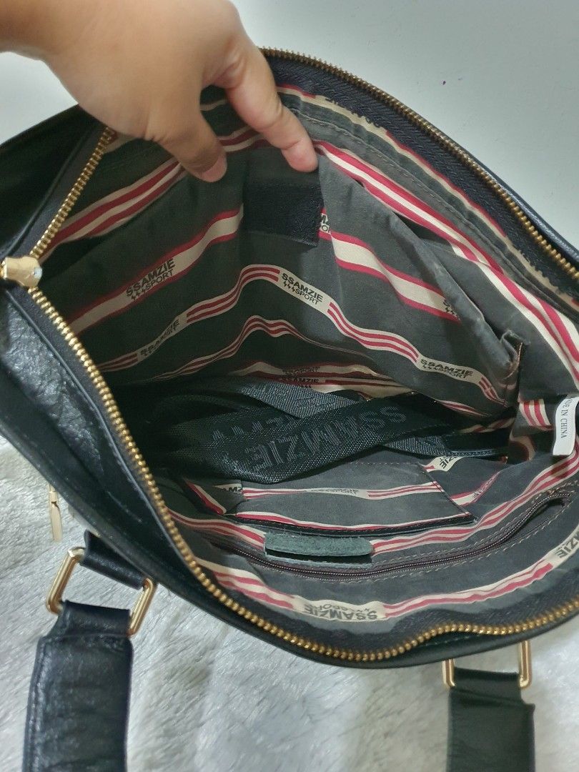 Tas tenteng kerja tas Laptop kulit asli Ssamzie, Fesyen Wanita, Tas & Dompet di Carousell