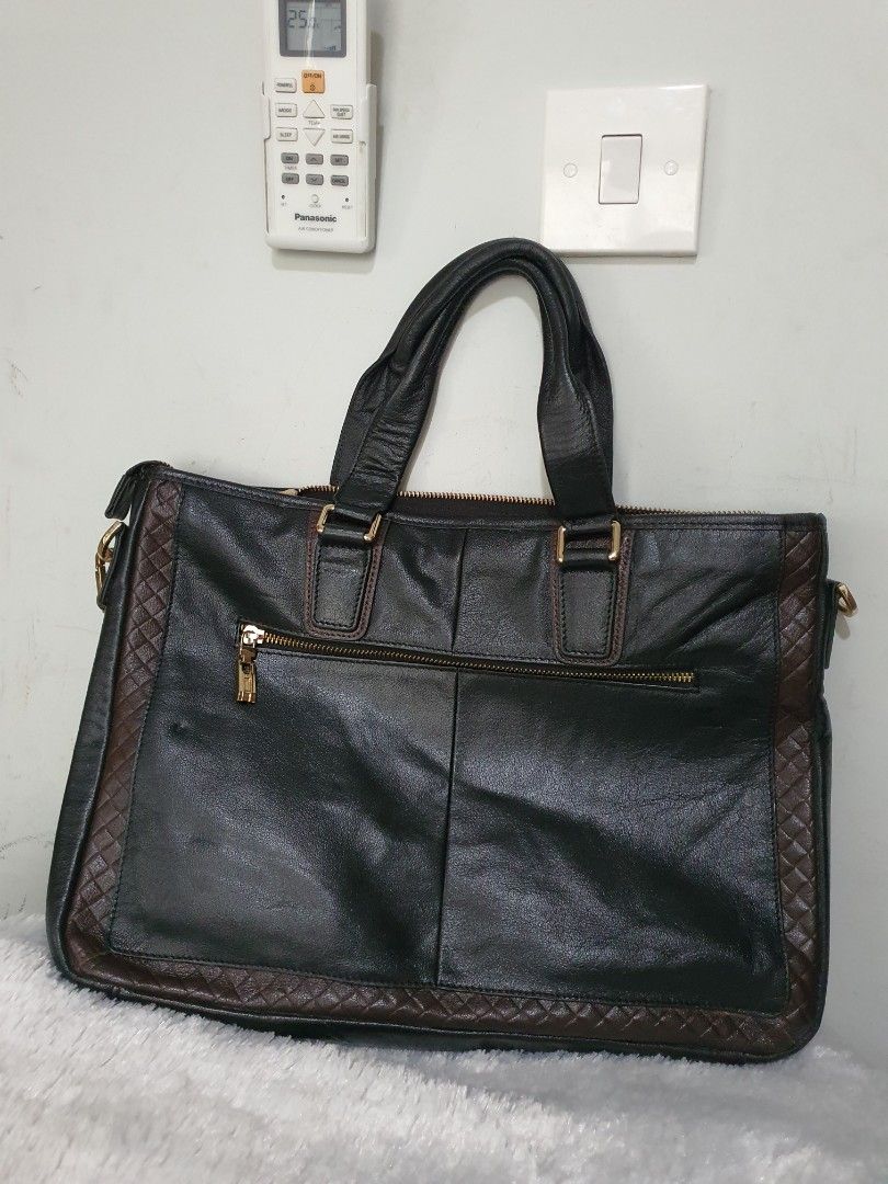 Tas tenteng kerja tas Laptop kulit asli Ssamzie, Fesyen Wanita, Tas & Dompet di Carousell