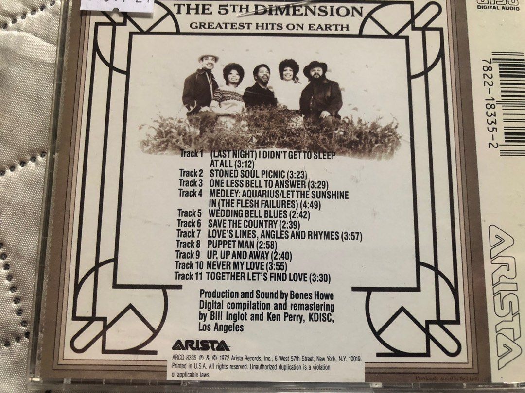 The 5th Dimension Greatest Hits on Earth Album, Hobbies & Toys, Music ...