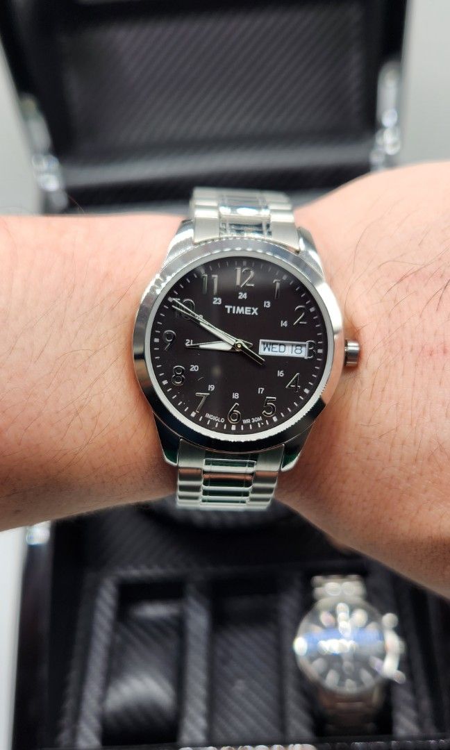 Timex Indiglo South Street 24-Hour Stainless Men's Wristwatch T2M932 ...