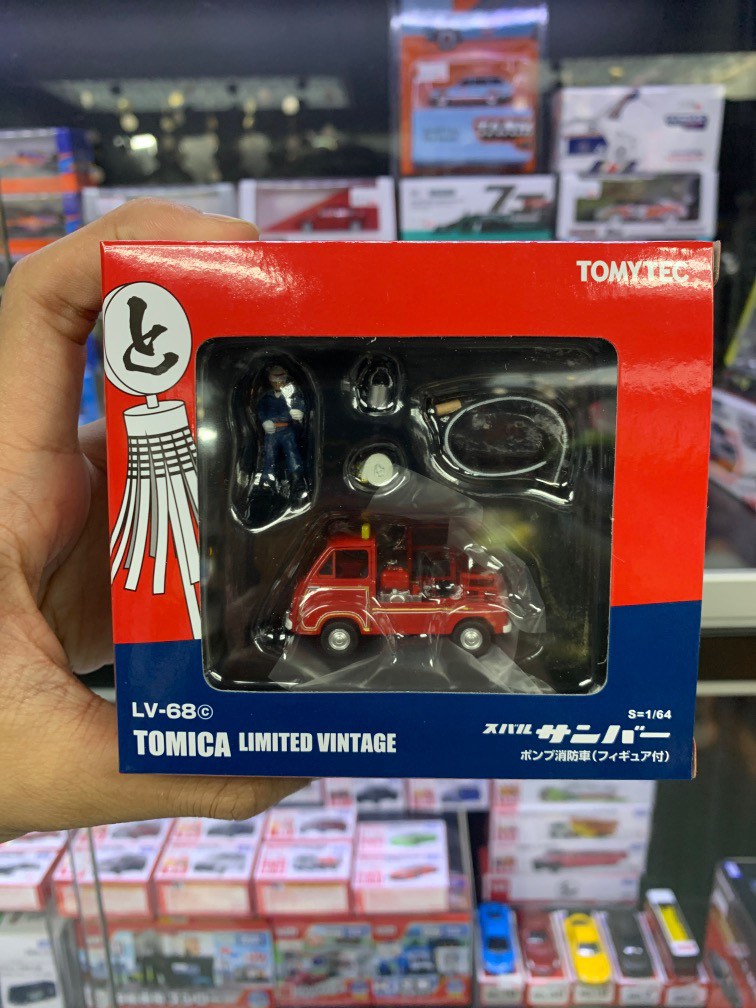 本月新車！ Tomica Limited Vintage Tomytec 1:64 LV-68c Subaru Sambar Pump Fire Truck 日本消防車 (連1:64 消防員人 ...