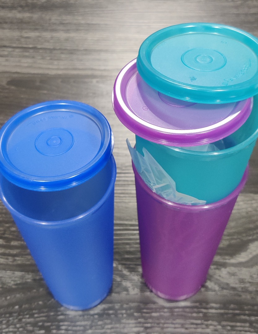 TUPPERWARE Water Tumbler - Coloured Circular (3pc), Furniture & Home ...