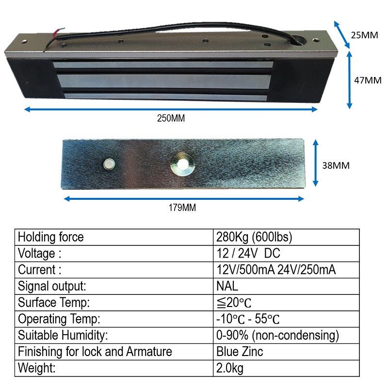 7-STAR* IP68 Waterproof EM Lock 12-24V 600lbs for Door Lock / Access ...