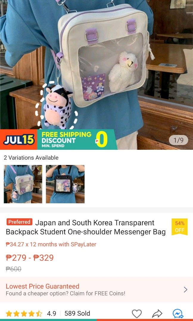 wego ita transparent bag 2-way backpack tote bag, Women's Fashion, Bags ...