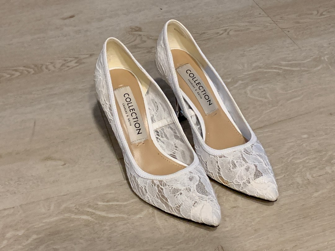 C&K White Lace Heels - Wedding Collection, Women's Fashion, Footwear ...