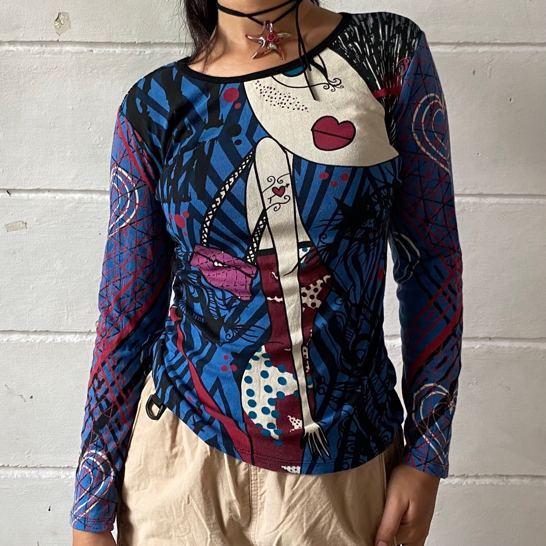 y2k graphic long sleeve top, Women's Fashion, Tops, Longsleeves on ...