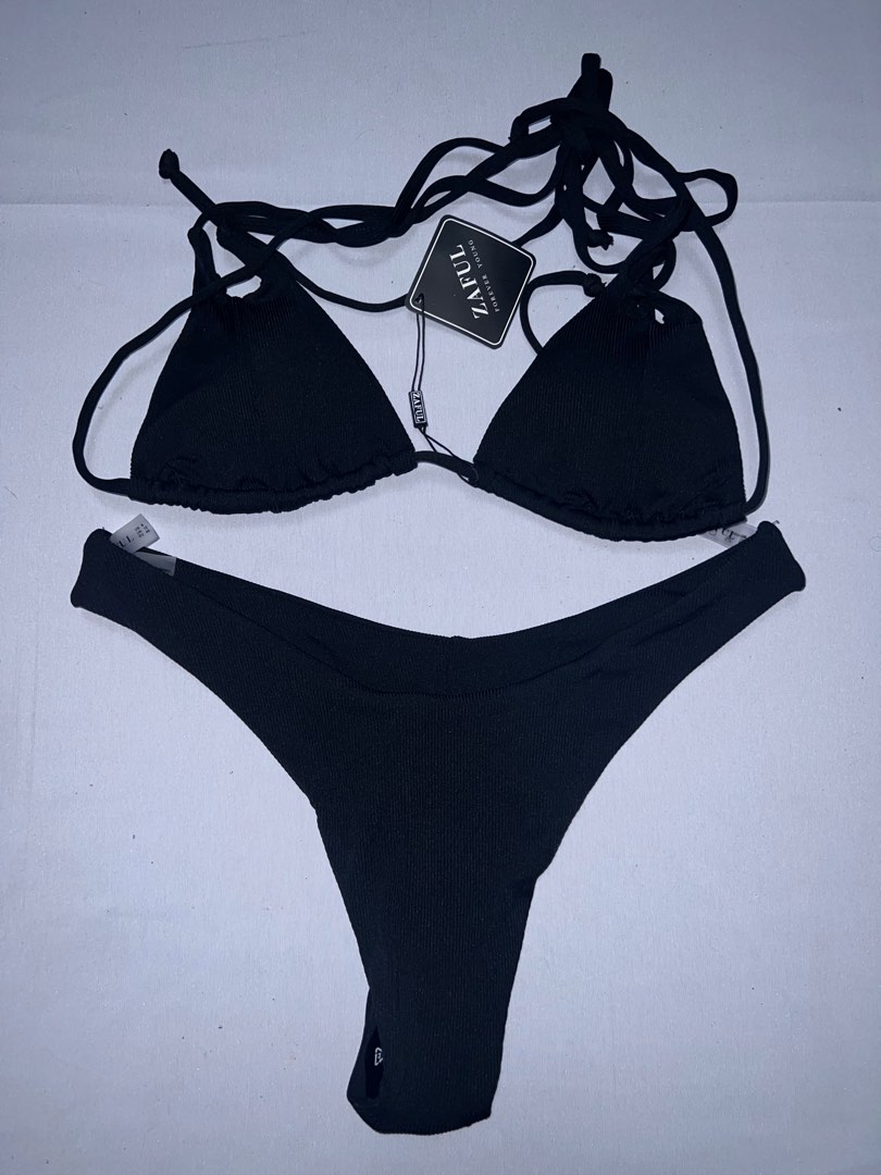zaful black string bikini, Women's Fashion, Swimwear, Bikinis & Swimsuits on Carousell