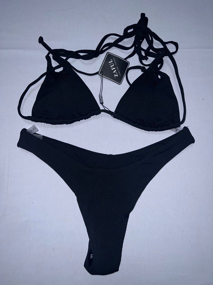 zaful black string bikini, Women's Fashion, Swimwear, Bikinis & Swimsuits on Carousell