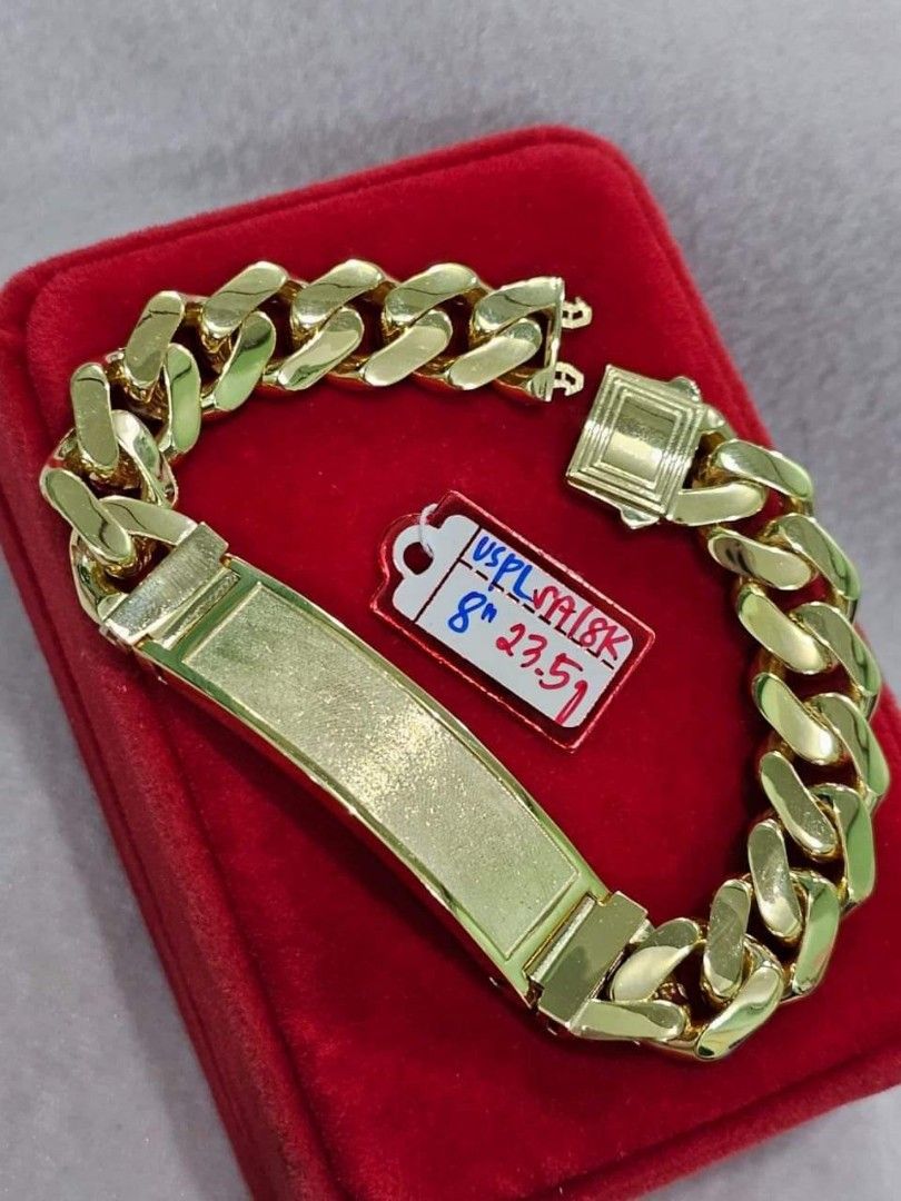 18K Saudi Gold bar mens bracelet, Women's Fashion, Jewelry & Organizers ...