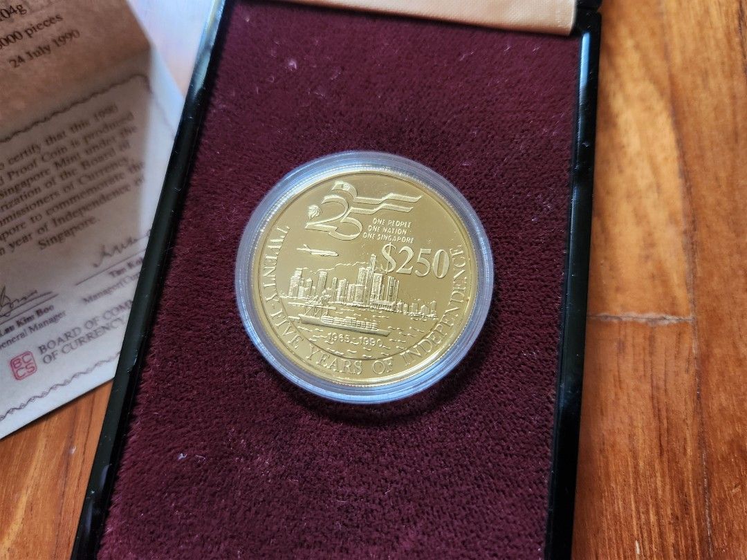 1990 Singapore 25th Ann 1 Oz 999.9 Gold Coin, Hobbies & Toys ...