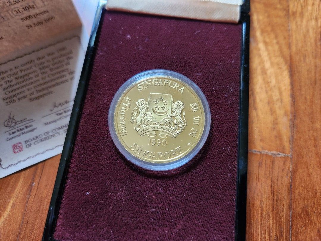 1990 Singapore 25th Ann 1 Oz 999.9 Gold Coin, Hobbies & Toys ...