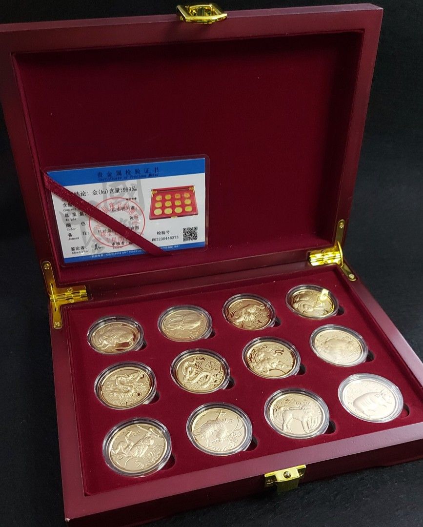 24K GOLD CHINESE ZODIAC SIGNS FOIL COINS WITH CERTIFICATE, Hobbies ...