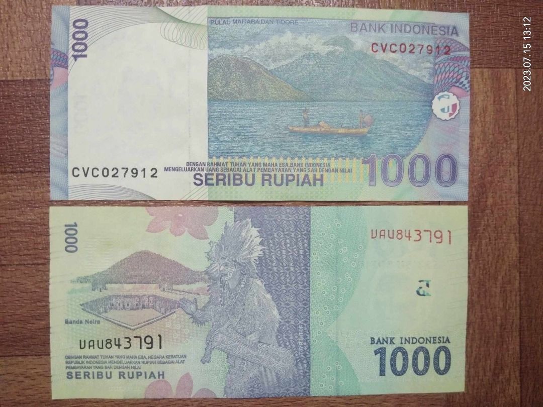 2 pcs. of Indonesia 1000 Rupiah, 2016 & 2011, Banknotes, UNC on Carousell
