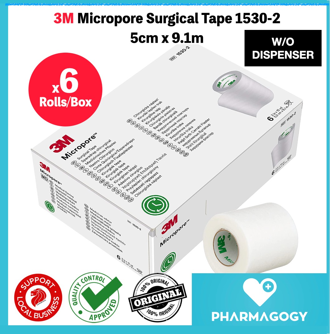 3M Micropore Surgical Tape 1530-2 (5cm x 9.1m) series w/o dispenser per ...