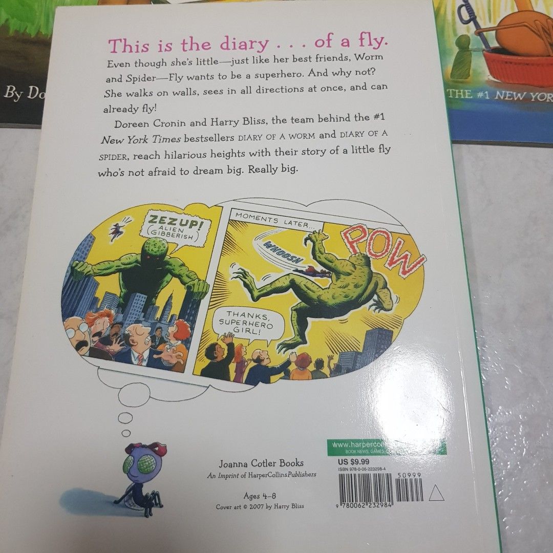 (All for $7) 3 Picture Books Diary of a fly spider worm English ...
