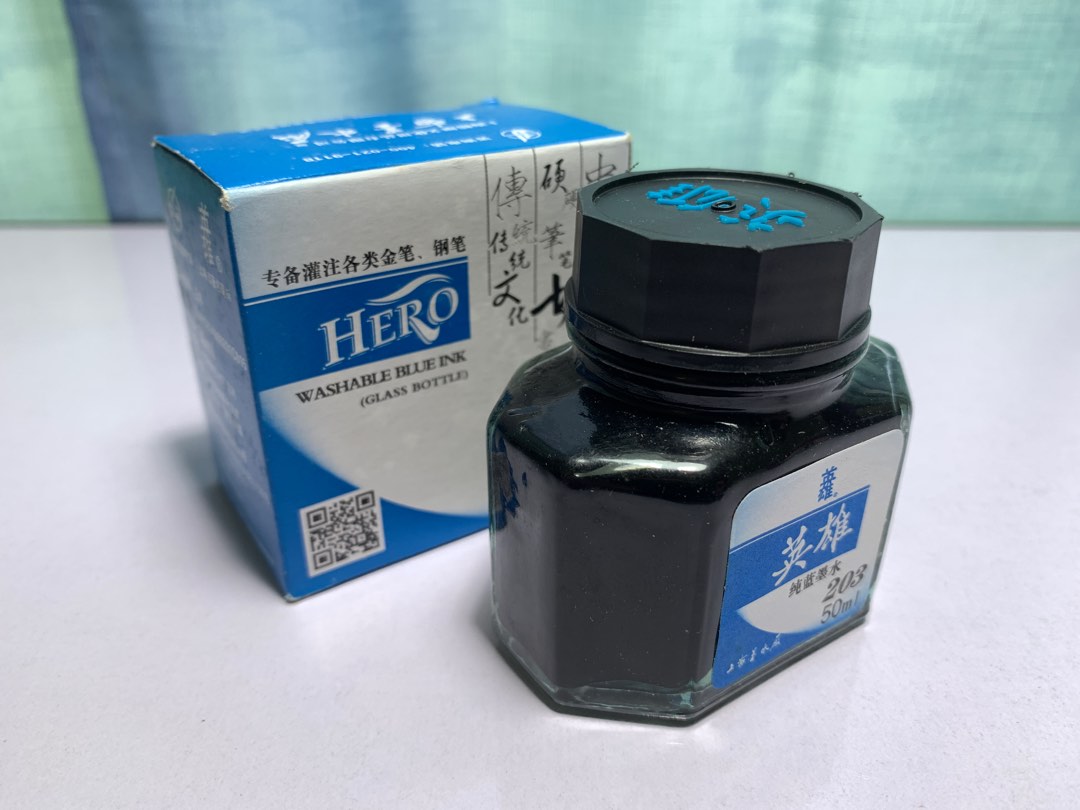 *Brand new* Hero Fountain Pen ink - Washable Blue ink 50ml, Hobbies ...
