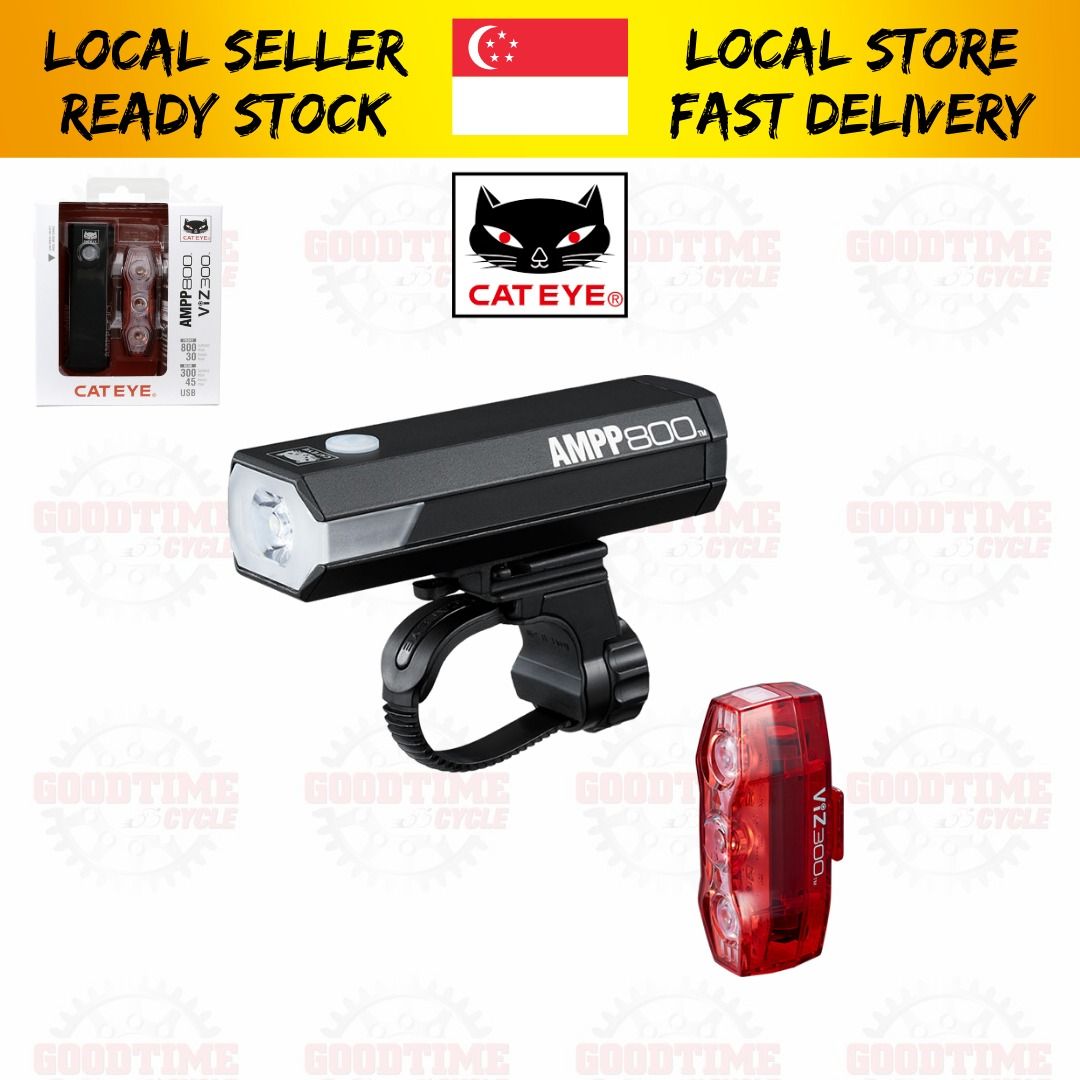 Cateye AMPP 800 and VIZ 300 Bicycle Light Set Front Light & Rear Light ...