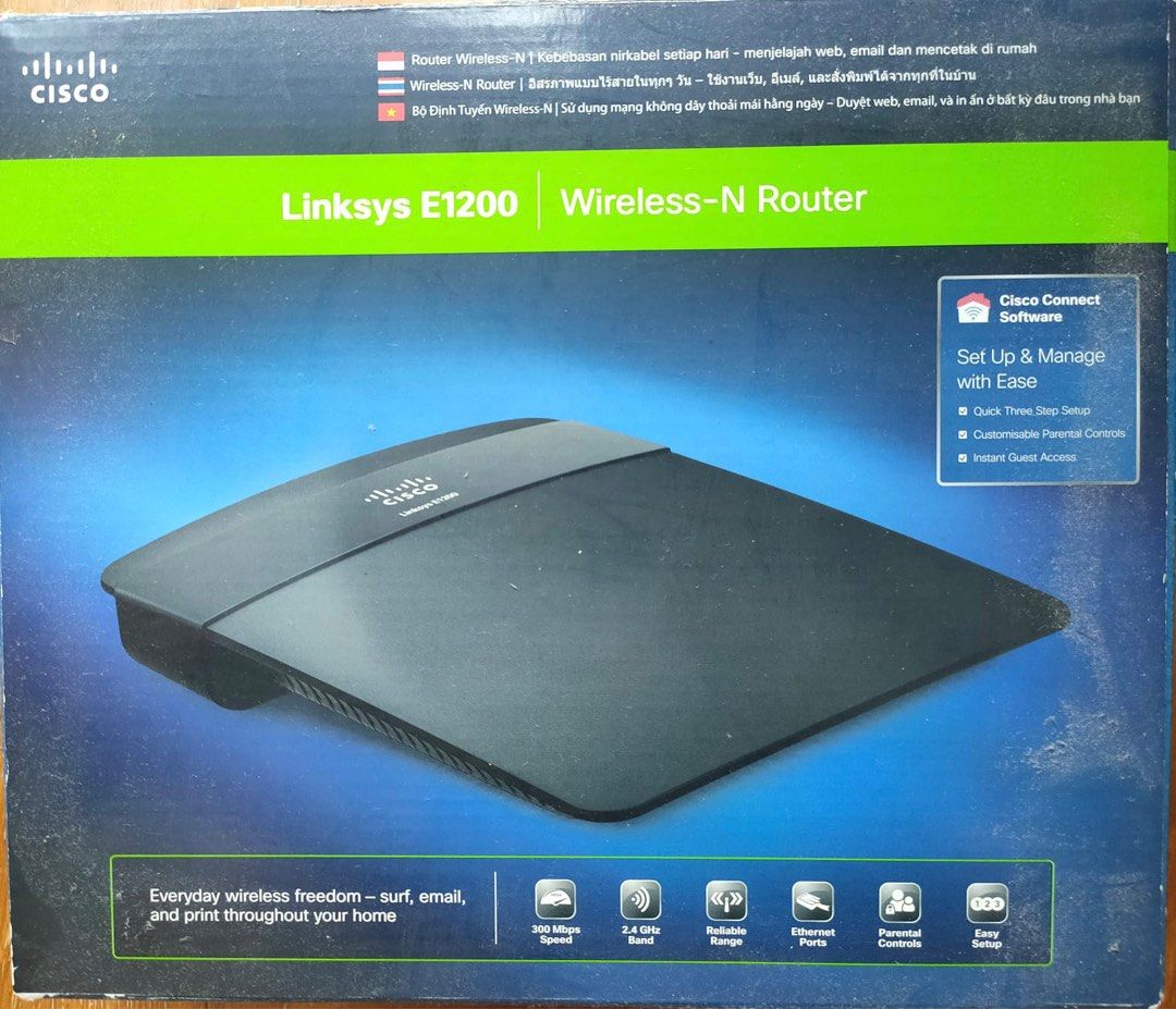 Cisco Linksys E1200 Wireless Wi Fi Router With 4 Port Switch And Power