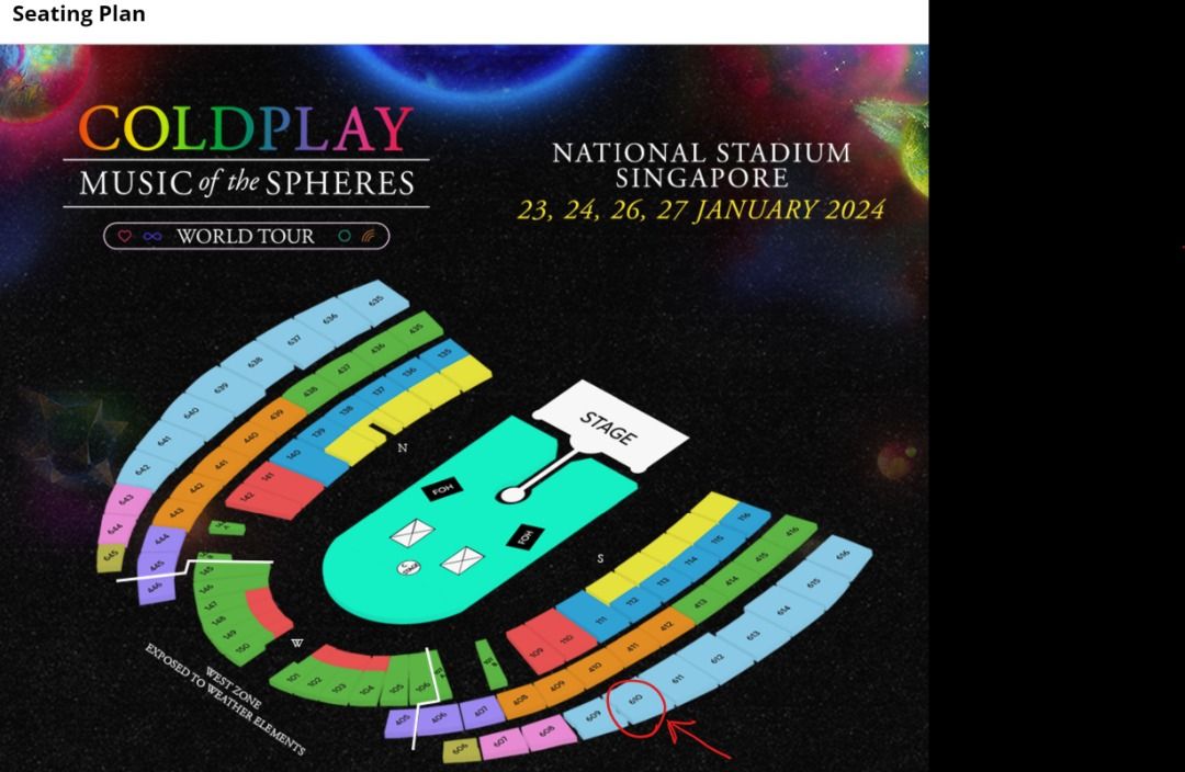 Coldplay Music Of The Spheres World Tour 4x CAT 7, Section 641 ...