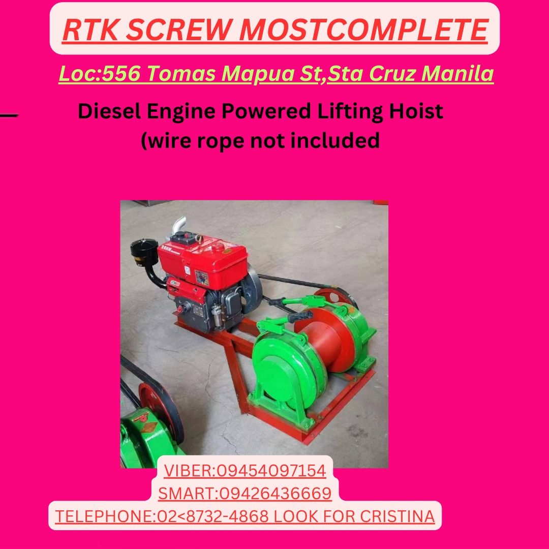 Diesel Engine Powered Lifting Hoist (wire rope not included, Commercial ...