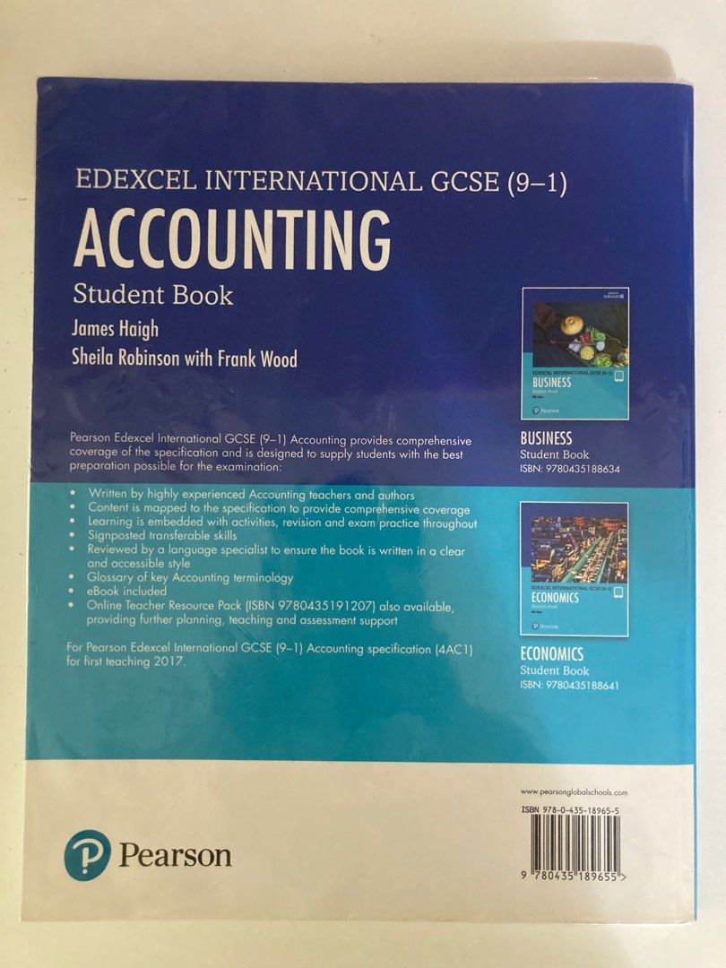 Edexcel International GCSE (9-1) Accounting Student Book, 興趣及遊戲, 書本 & 文具, 教科書 - Carousell