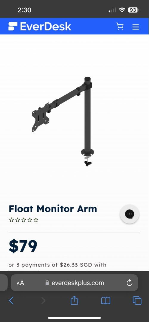 Everdesk float monitor arm, Computers & Tech, Parts & Accessories ...