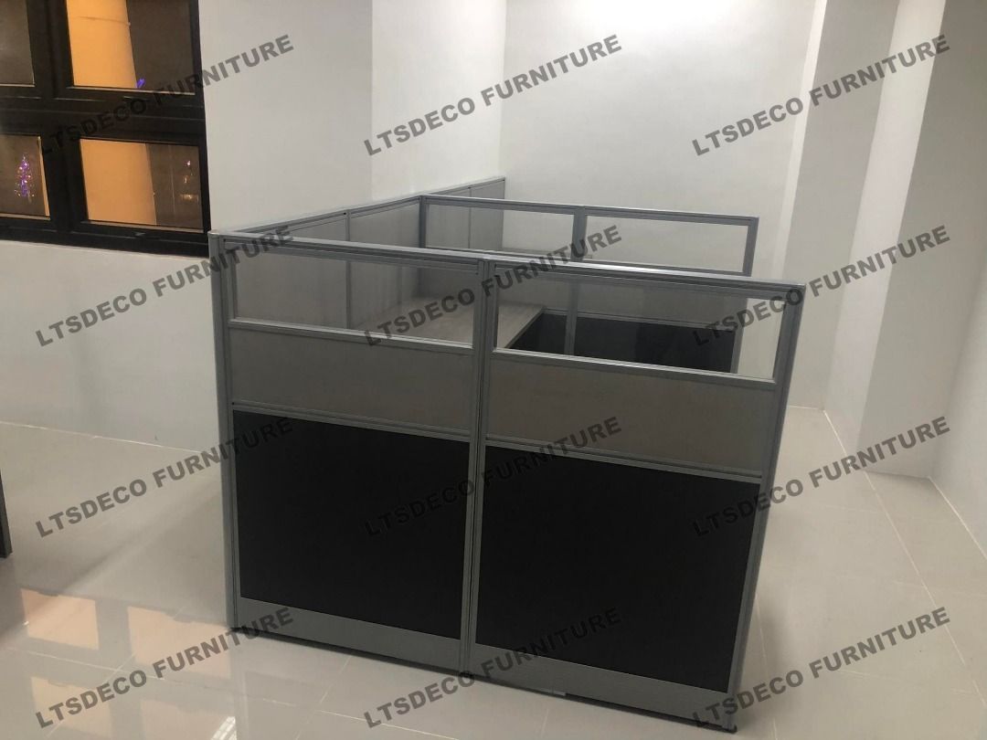 FABRIC WITH GLASS HIGH PANEL WORKSTATION OFFICE PARTITION on Carousell