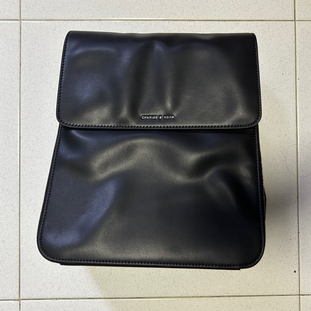 Front Flap Structured Backpack (Black), Women's Fashion, Bags & Wallets ...