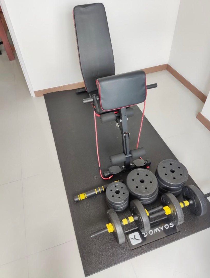 Full fitness set with weights, Sports Equipment, Exercise & Fitness ...