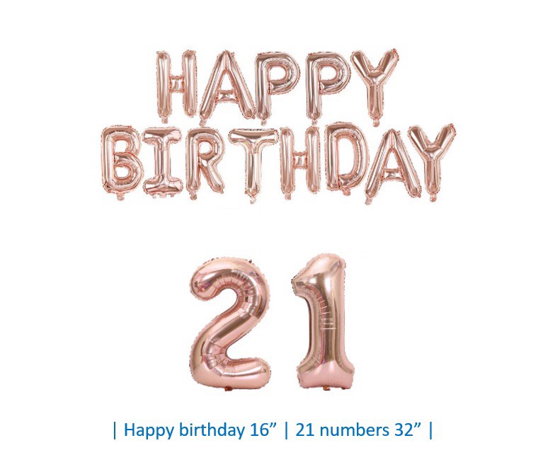 Happy Birthday Balloon with 21 [Rose Gold], Hobbies & Toys, Stationery ...