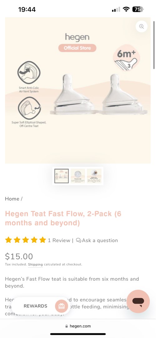 Hegen Teat Fast Flow (6m+) 2 pieces, Babies & Kids, Nursing & Feeding ...