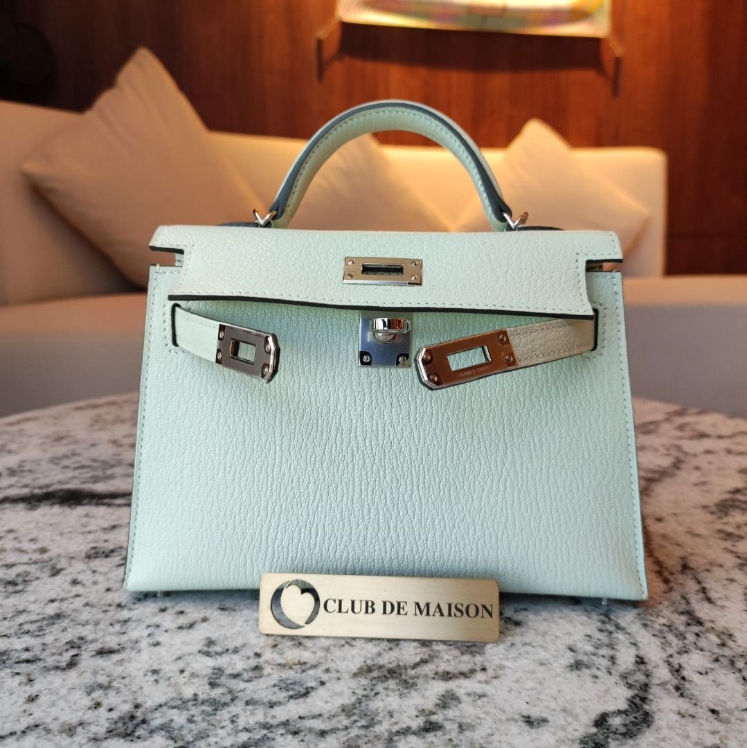 Hermes Mini Kelly 2 Vert Fizz 0S Chevre Palladium Hardware, 名牌, 手袋及銀包 ...