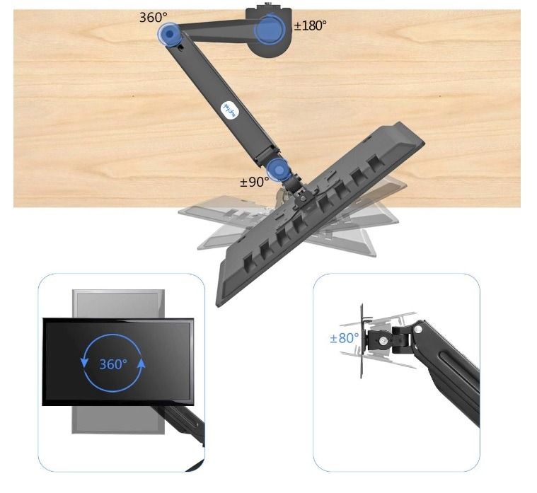 HillPort Single Monitor Desk Mount, Gas Spring Mount Stand Arm for 17 ...