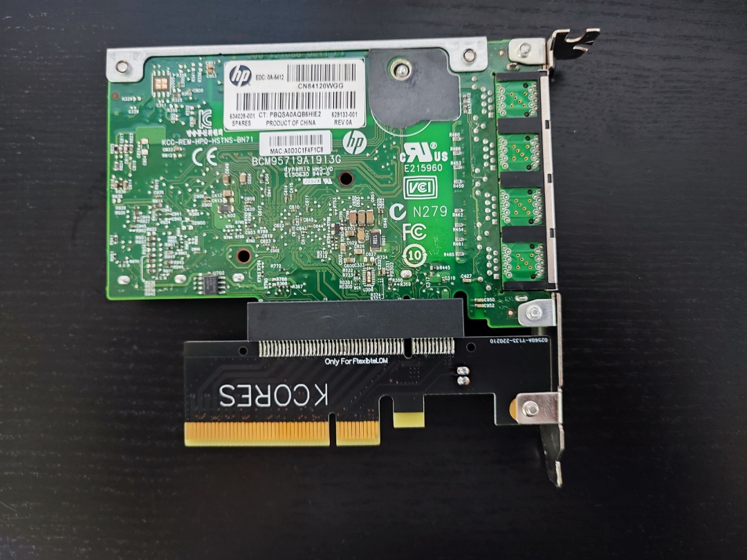 HP 4 Port PCIe GigaBit NIC Ethernet Adapter Card 331FLR with Flexlom ...