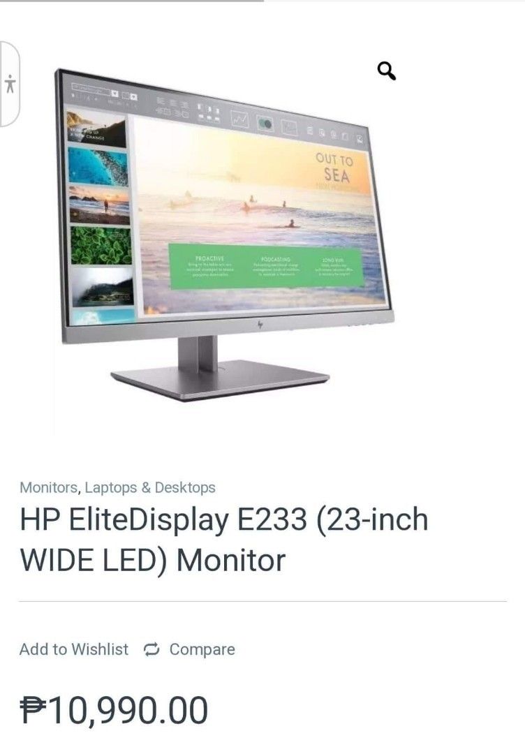 HP EliteDisplay E233 (23-inch WIDE LED) Monitor, Computers & Tech ...
