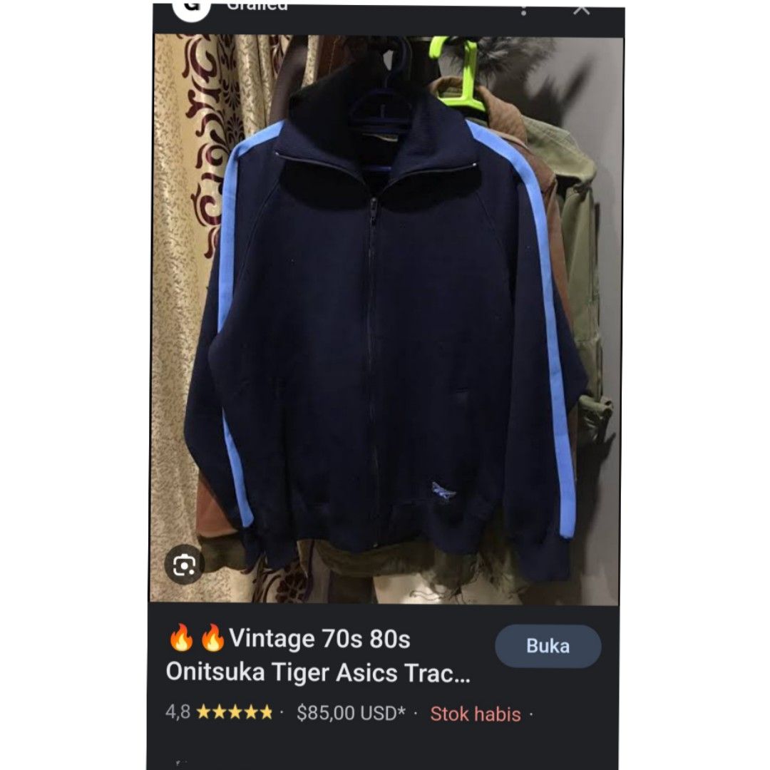 Jaket Vintage 70'5-80's ASICS Onitsuka Tiger Tracktop Jacket, Fesyen Pria, Pakaian , Baju Luaran ...