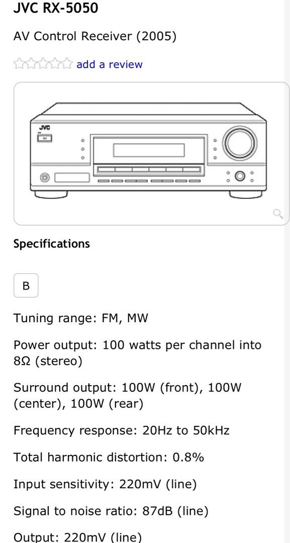 JVC AV Receiver Model RX 5050 , Audio, Soundbars, Speakers & Amplifiers ...