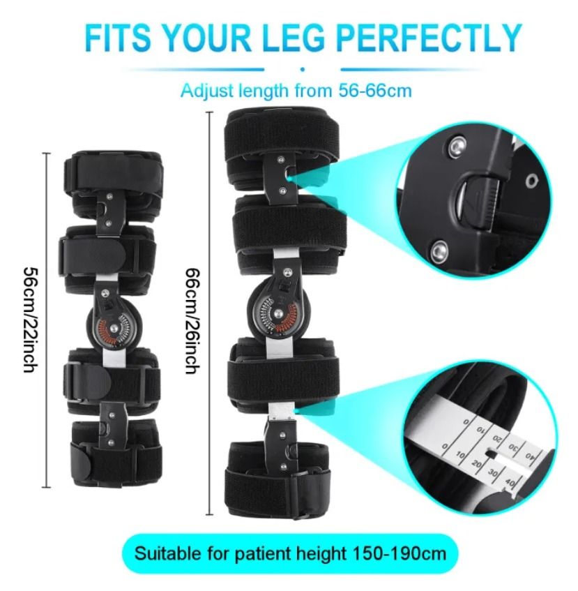 Knee Brace Support Adjustable Hinged Leg Universal Knee Guard Support ...