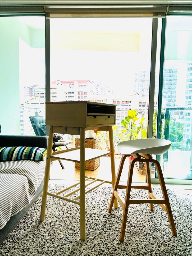 Knotten Standing Desk White Birch Ikea