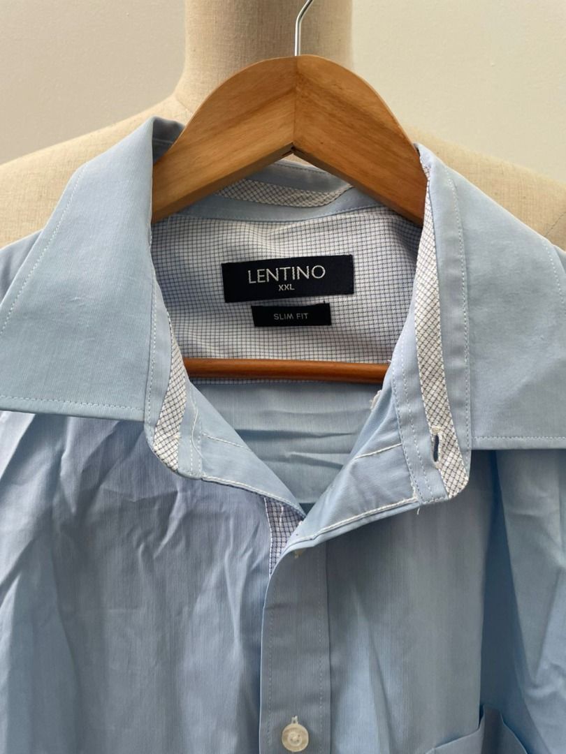 Lentino Blue Formal Office Shirt Short Sleeve XXL, Men's Fashion, Tops ...